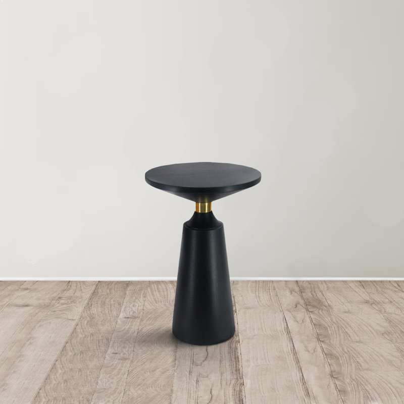 Mercer41 Traxton Black Solid Wood Pedestal End Table | Wayfair